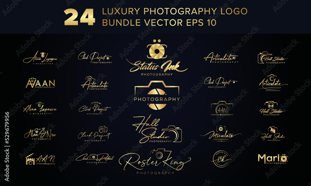 Camera photography logo bundle vector template EPS 10 Stock Vector ...