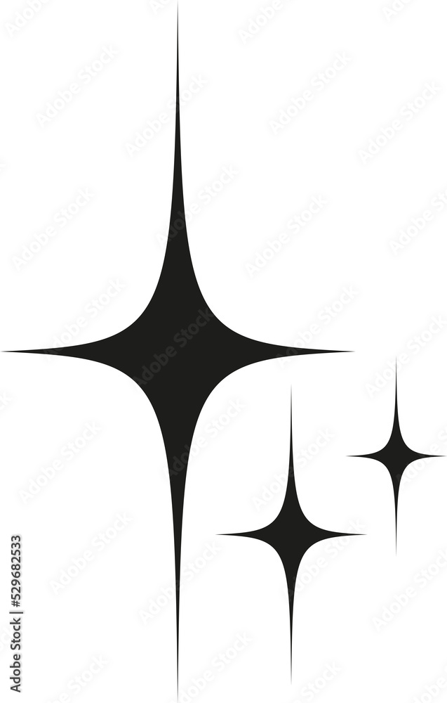 Set of black star shapes. Flat design element. Isolated png ...