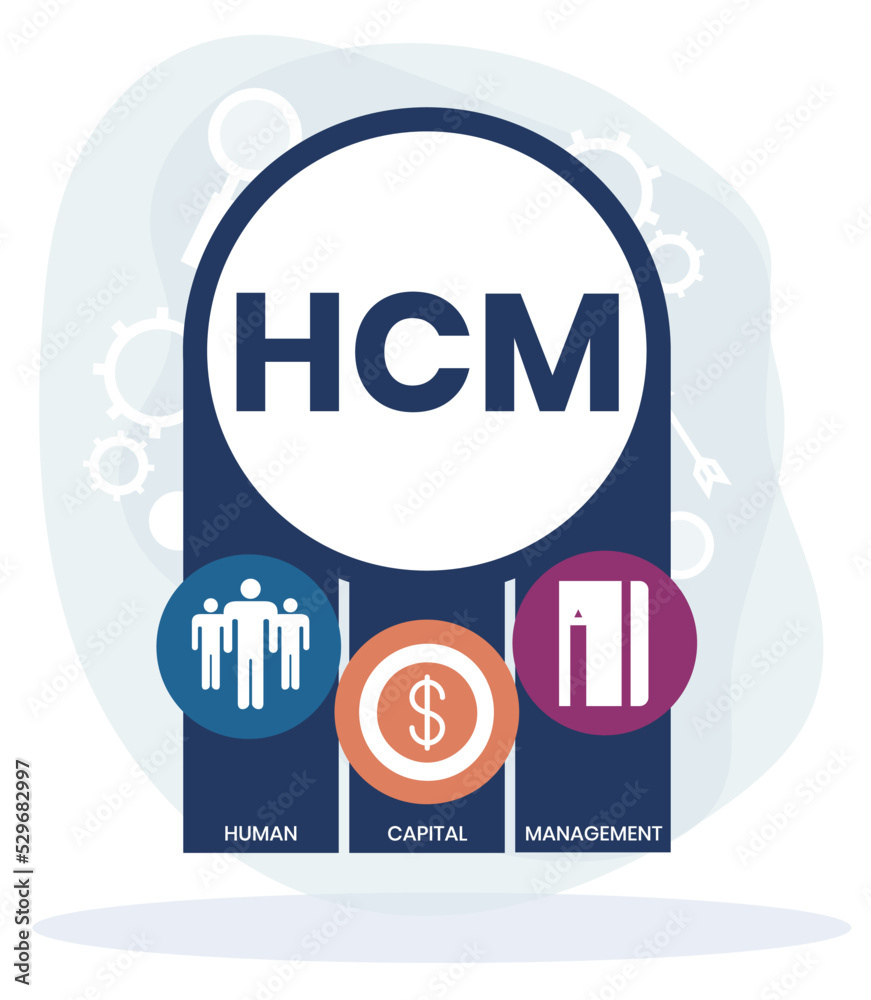 HCM - Human Capital Management acronym. business concept background ...
