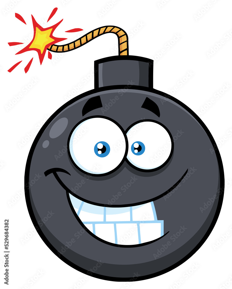 Smiling Bomb Face Cartoon Mascot Character With Expressions. Hand Drawn ...
