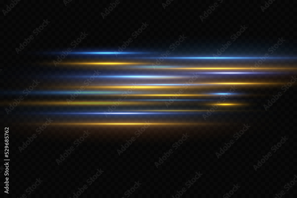 Motion light effect for banners. Blue lines. The effect of speed on a ...