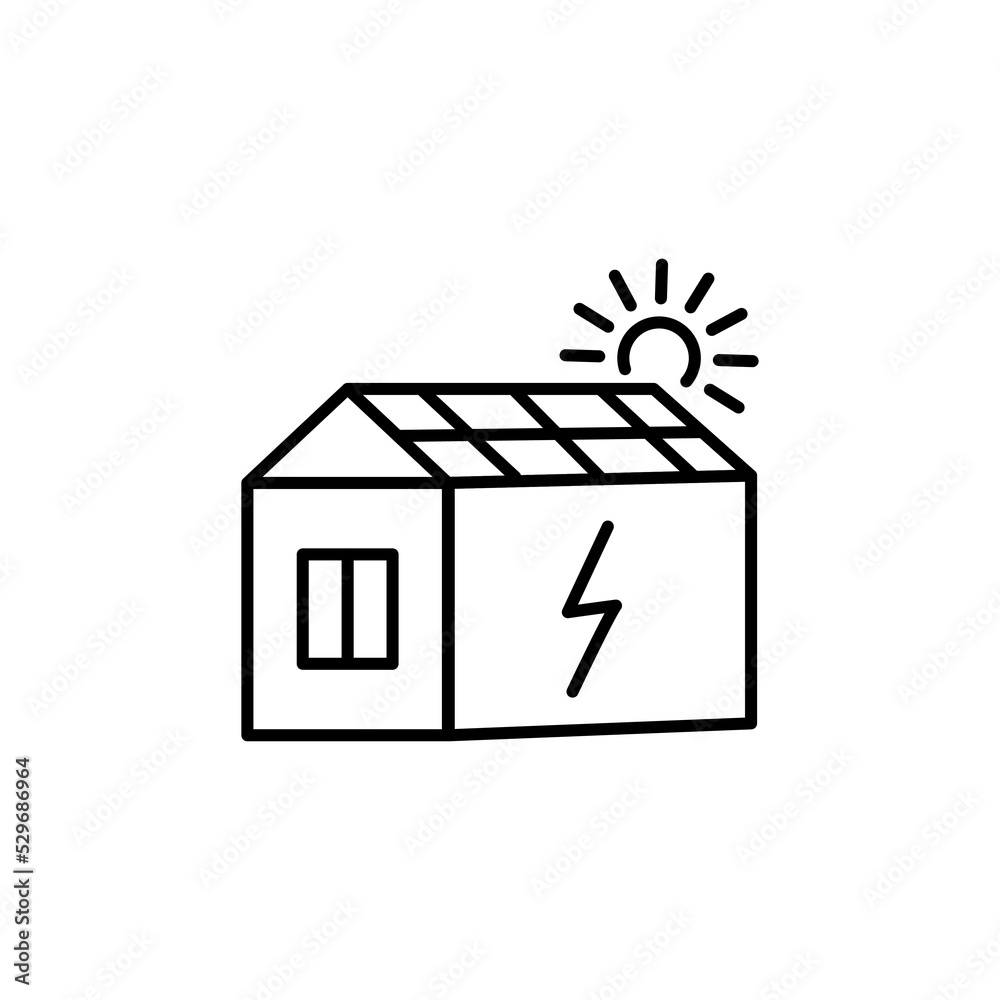 House with solar panel icon. Outline house with solar panel vector icon ...