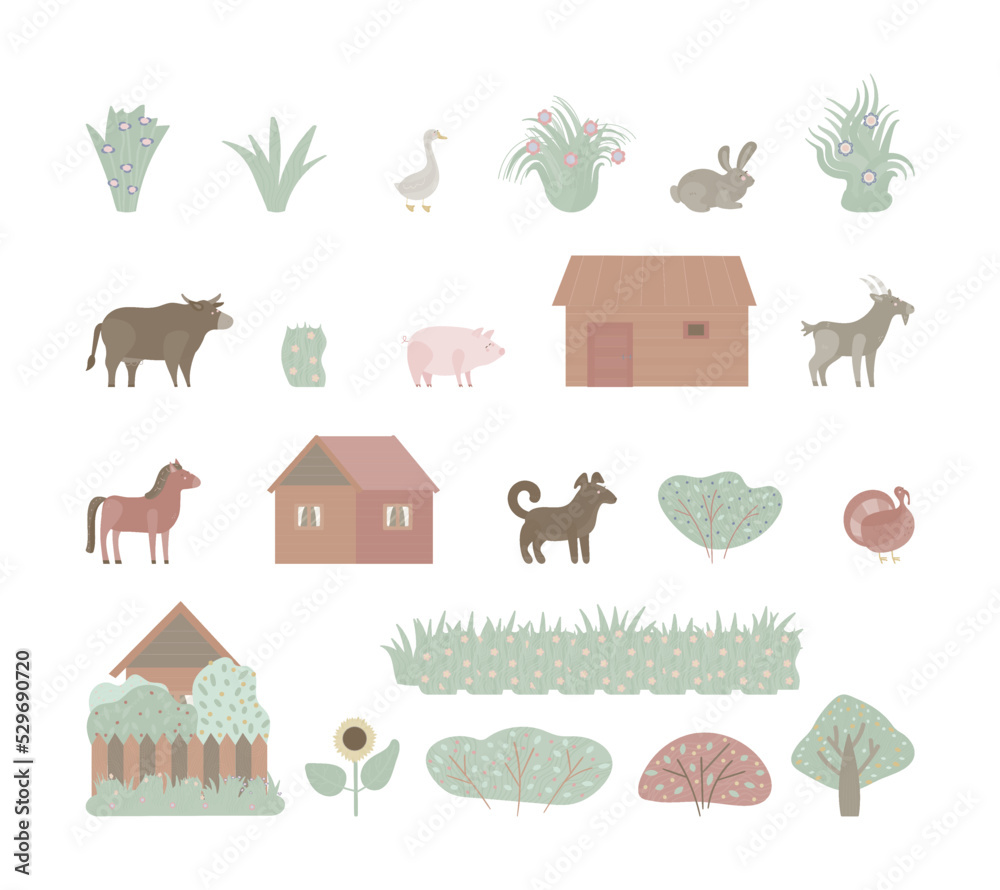 farm animals vector illustration set Stock Vector | Adobe Stock