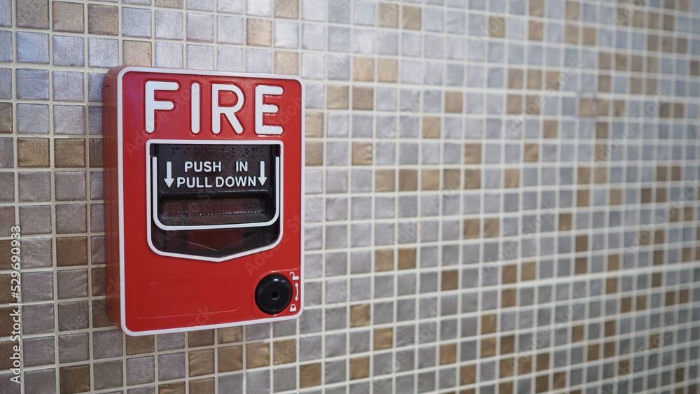 Emergency of Fire alarm system notifier or alert or bell warning ...
