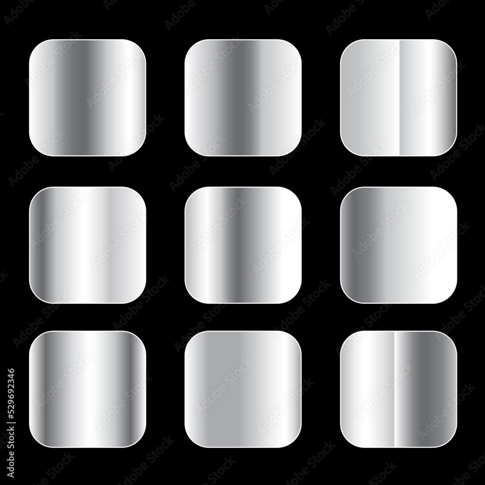 metallic silver gradients premium set. Stock Vector | Adobe Stock