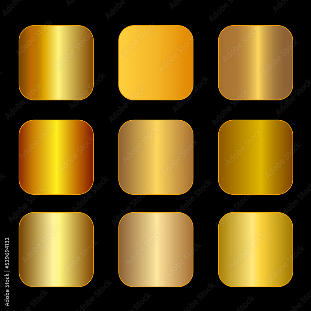 premium royal golden gradients swatches palette set design Stock Vector ...