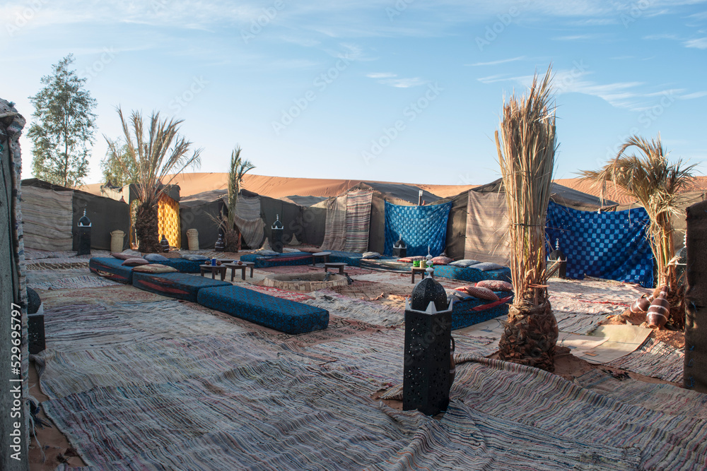 Berber Tented Camp in the Sahara Desert, Erg Chebbi, Morocco. Stock ...