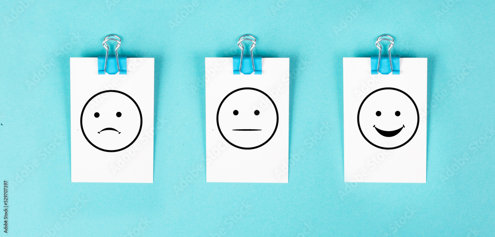 Head with a sad and a happy face, mental health concept, positive and ...