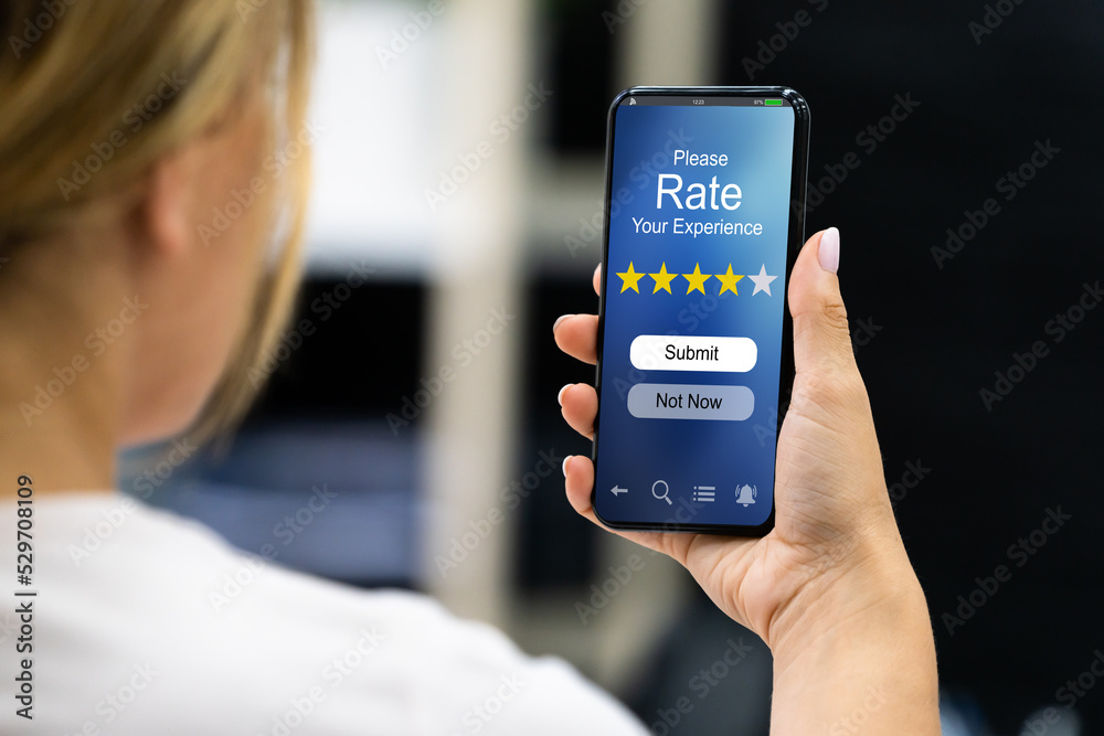 Online Survey On Mobile Phone. Customer Questionnaire Stock Photo ...