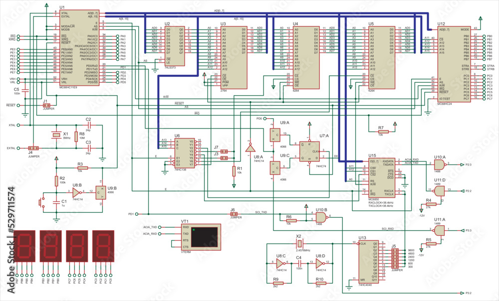 Vector Electrical Circuit A Complex Large Electrical Circuit Of An Electronic Device For Data