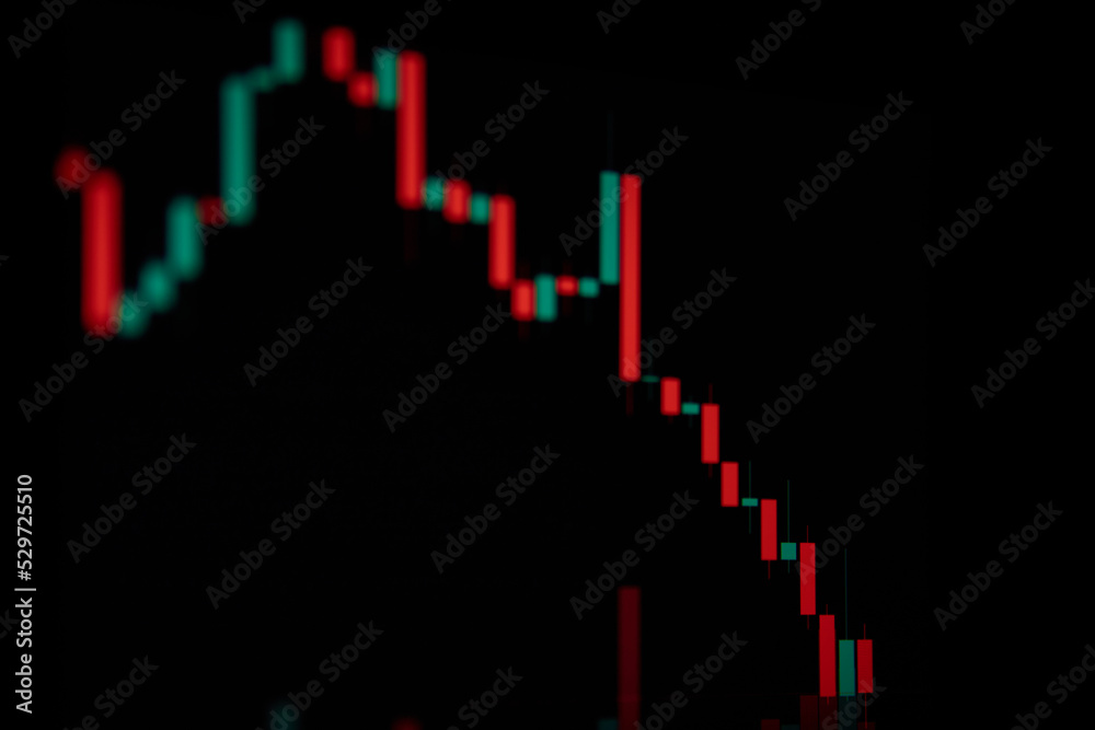 Stock market exchange candlestick chart graph close up, macro, Day ...