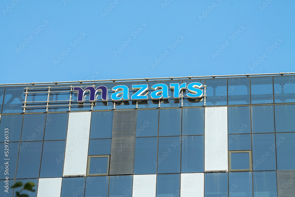 Bucharest, Romania - Aug 2022: Mazars office building. Mazars is a ...