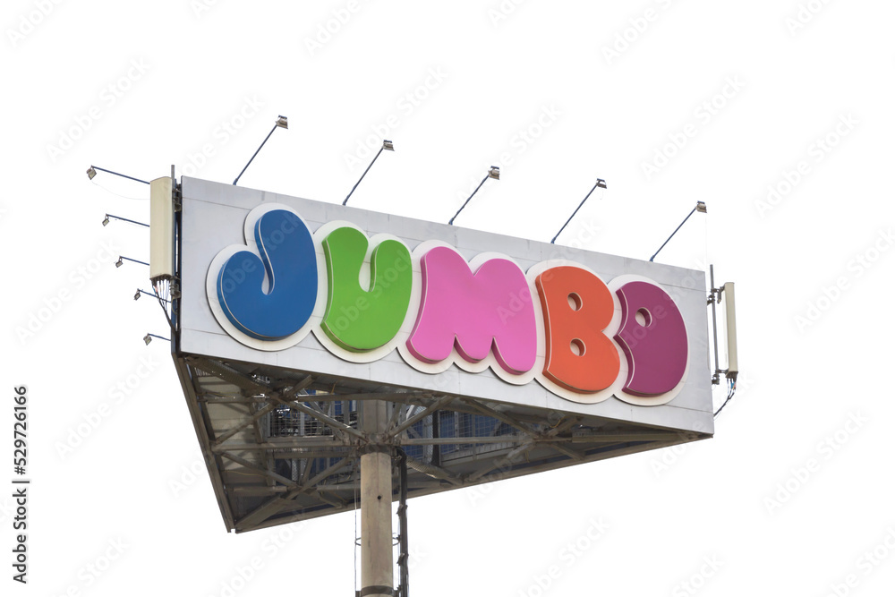 Bucharest, ROMANIA - Aug 2022: Jumbo logo in front of the toy store ...