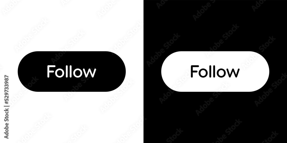 Follow button icon vector in clipart style. Social media elements Stock ...