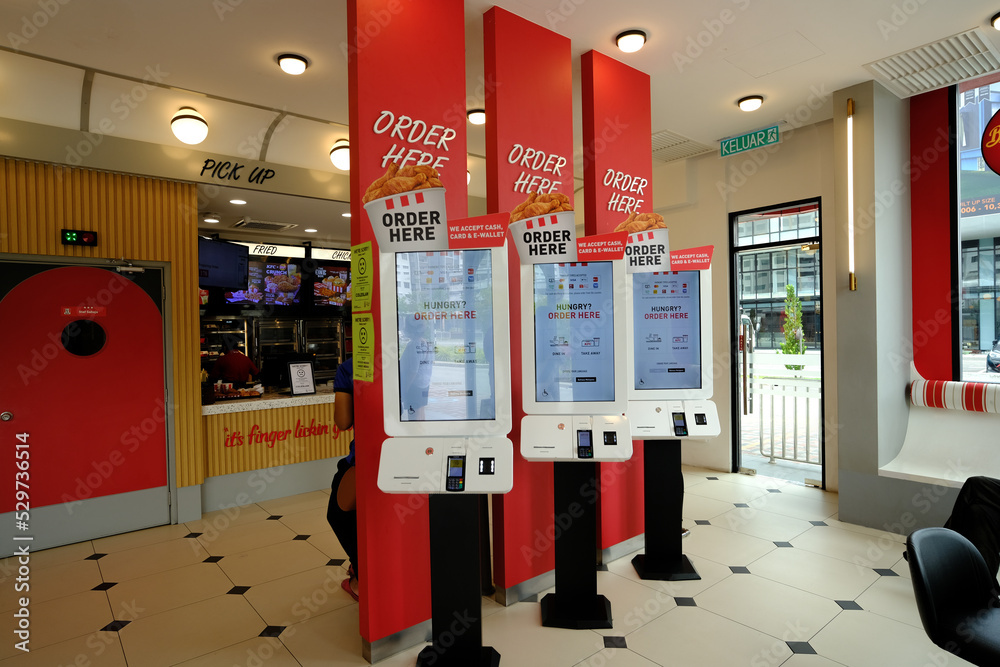 Selective focus picture Kentucky Fried Chicken self order counter at ...