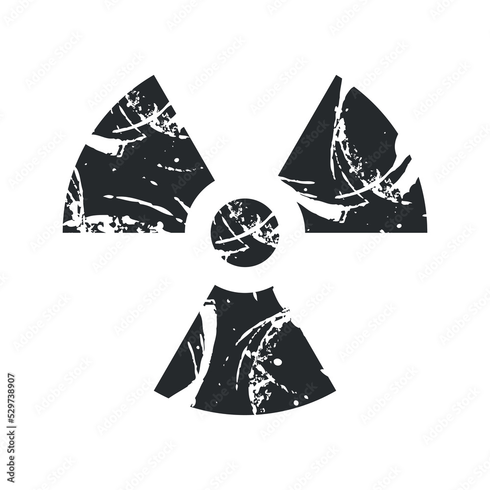 radioactive danger sign warning vintage style pictogram icon. Caution ...