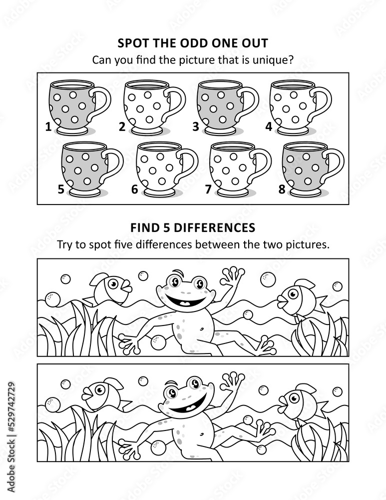 Activity sheet for kids with two visual puzzles, also can be used as ...