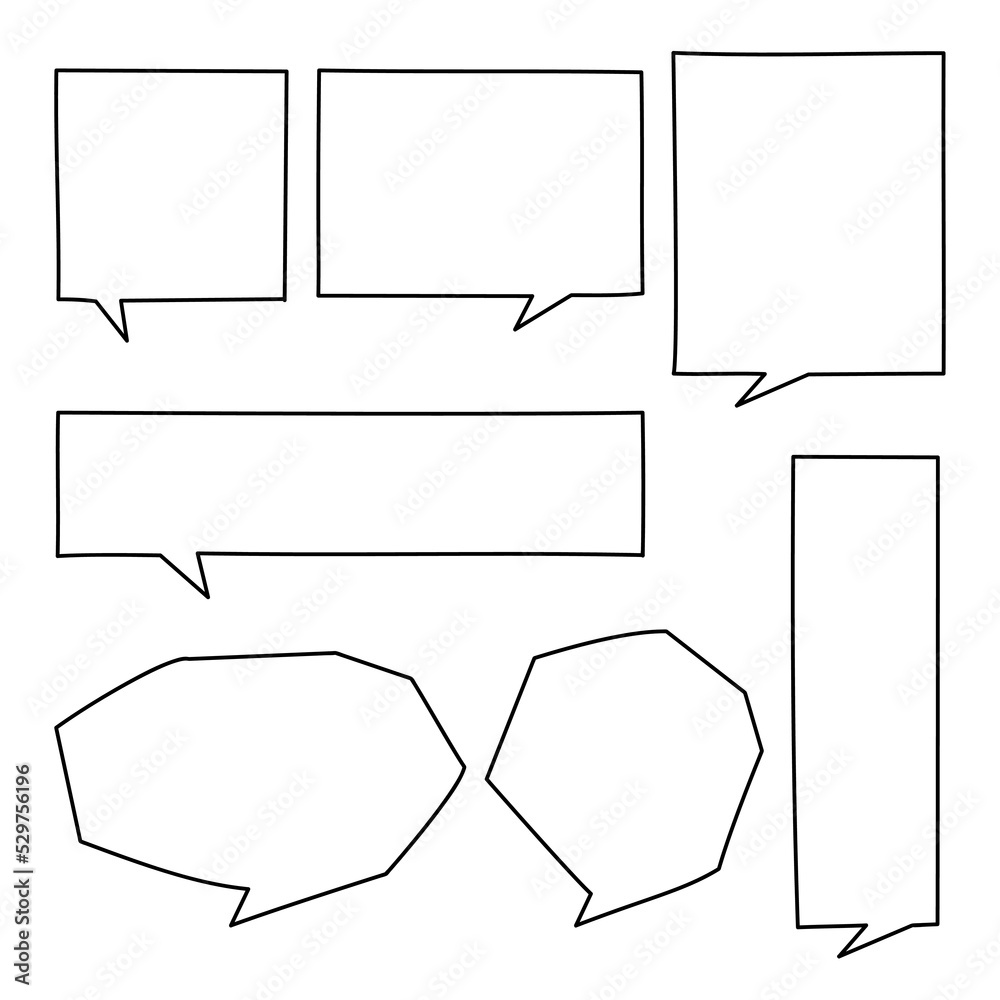 collection set of hand drawn line frame border,blank speech bubble ...