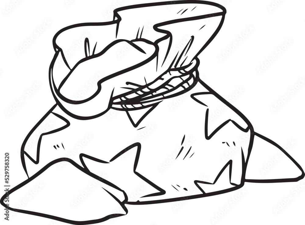 A bag with magical pixie dust cartoon icon. Sleeping sand pouch outline ...