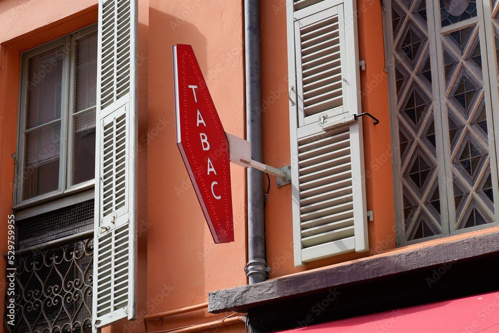 tabac french logo brand icon and sign text front facade of store detail ...