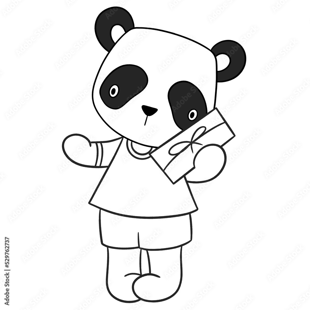 Cute panda outline Stock Illustration | Adobe Stock
