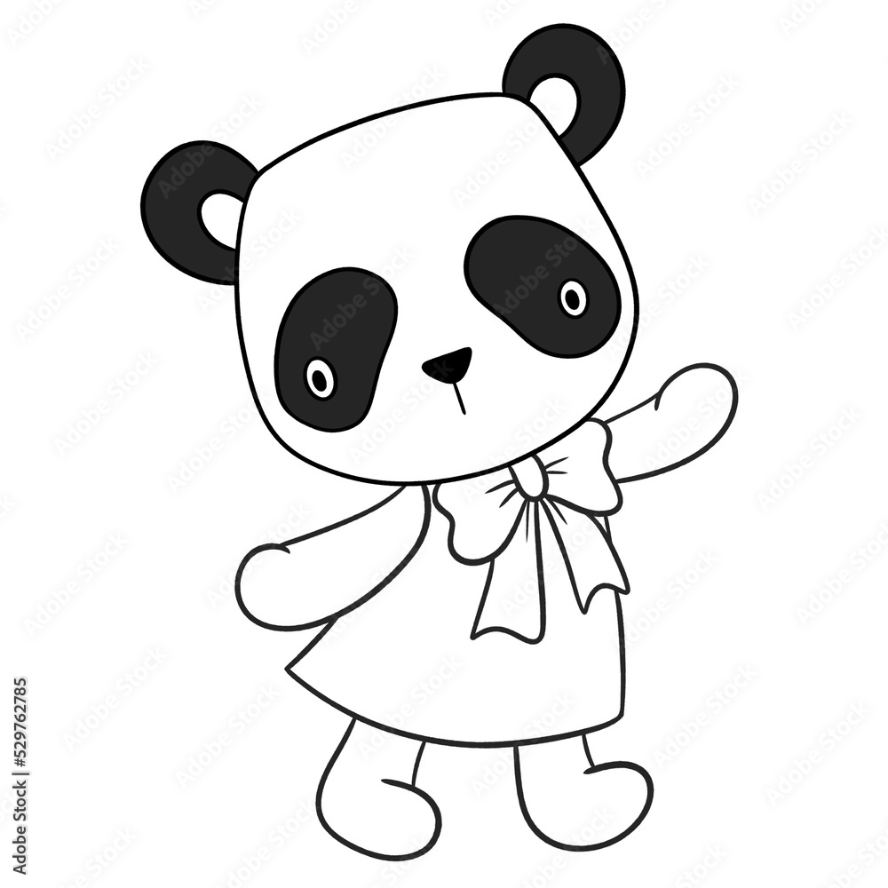 Cute panda outline Stock Illustration | Adobe Stock