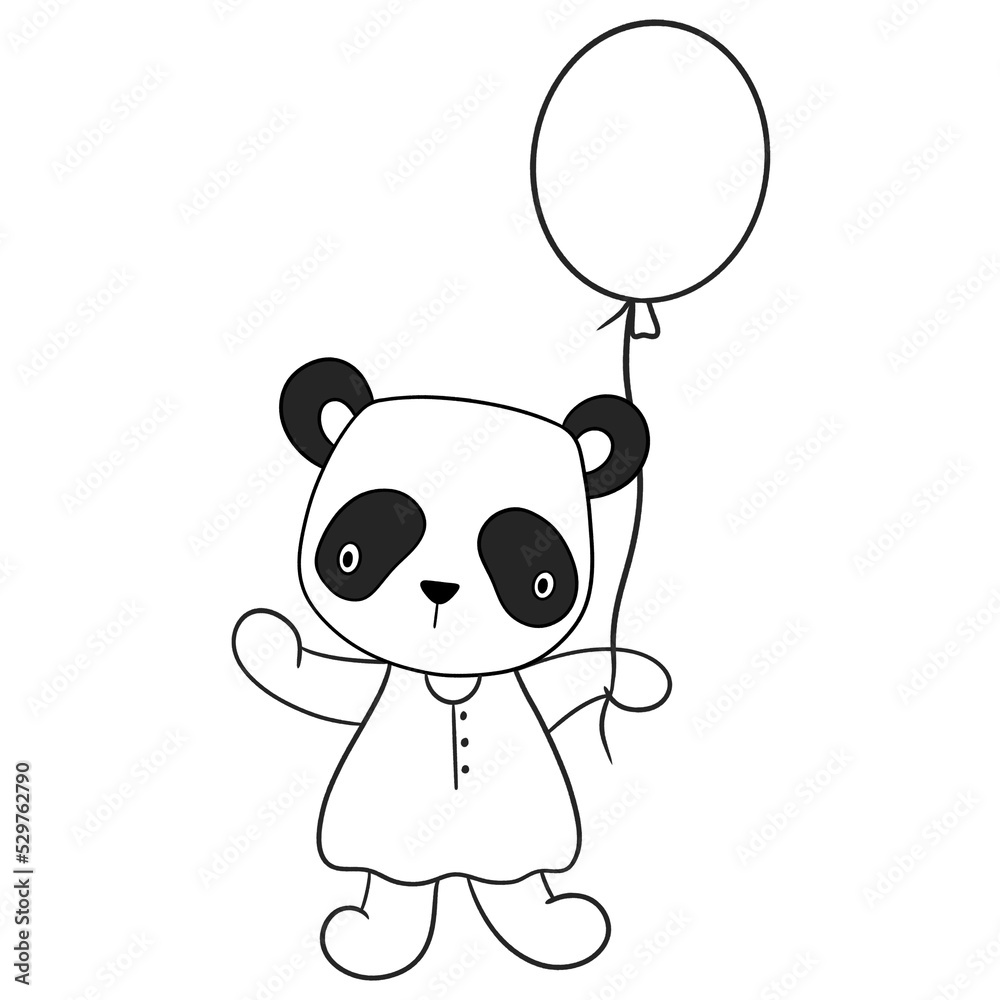 Cute panda outline Stock Illustration | Adobe Stock