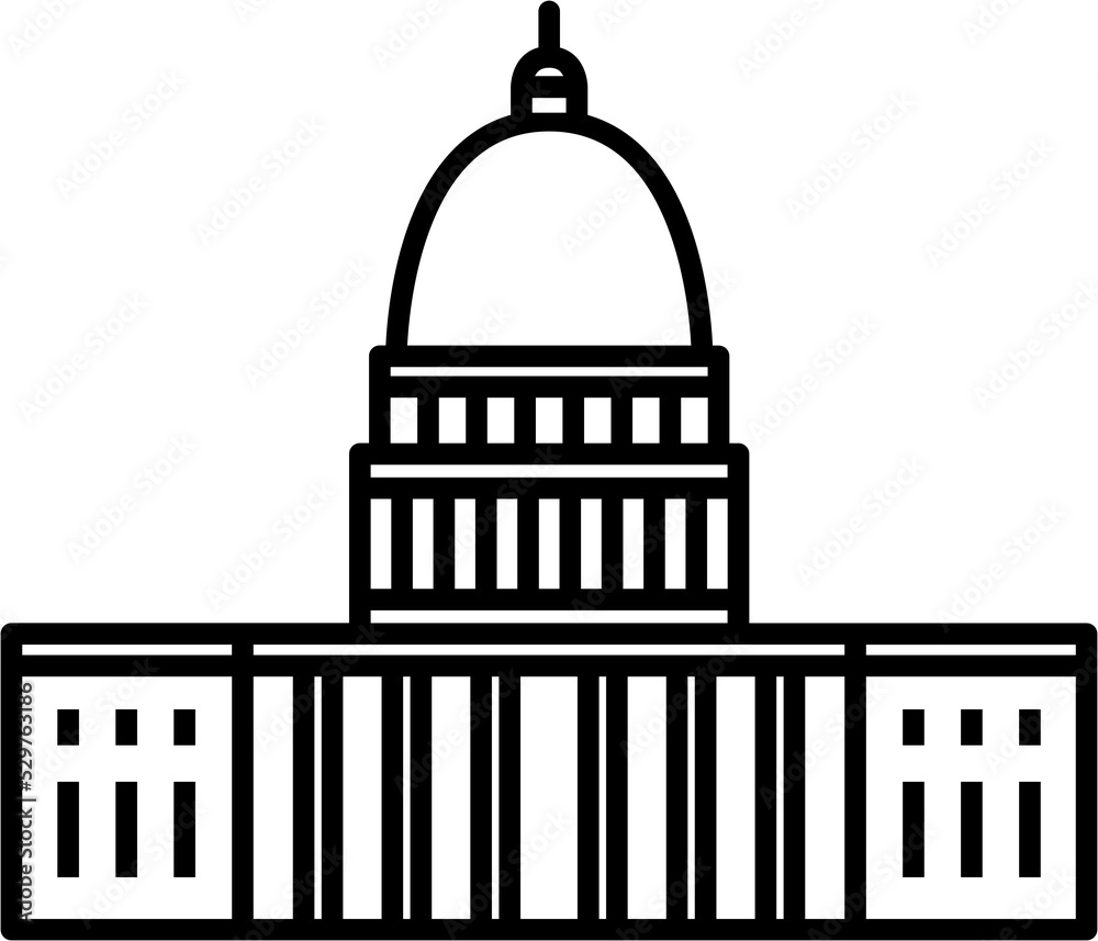 outline simplicity drawing of the us capitol building landmark front ...