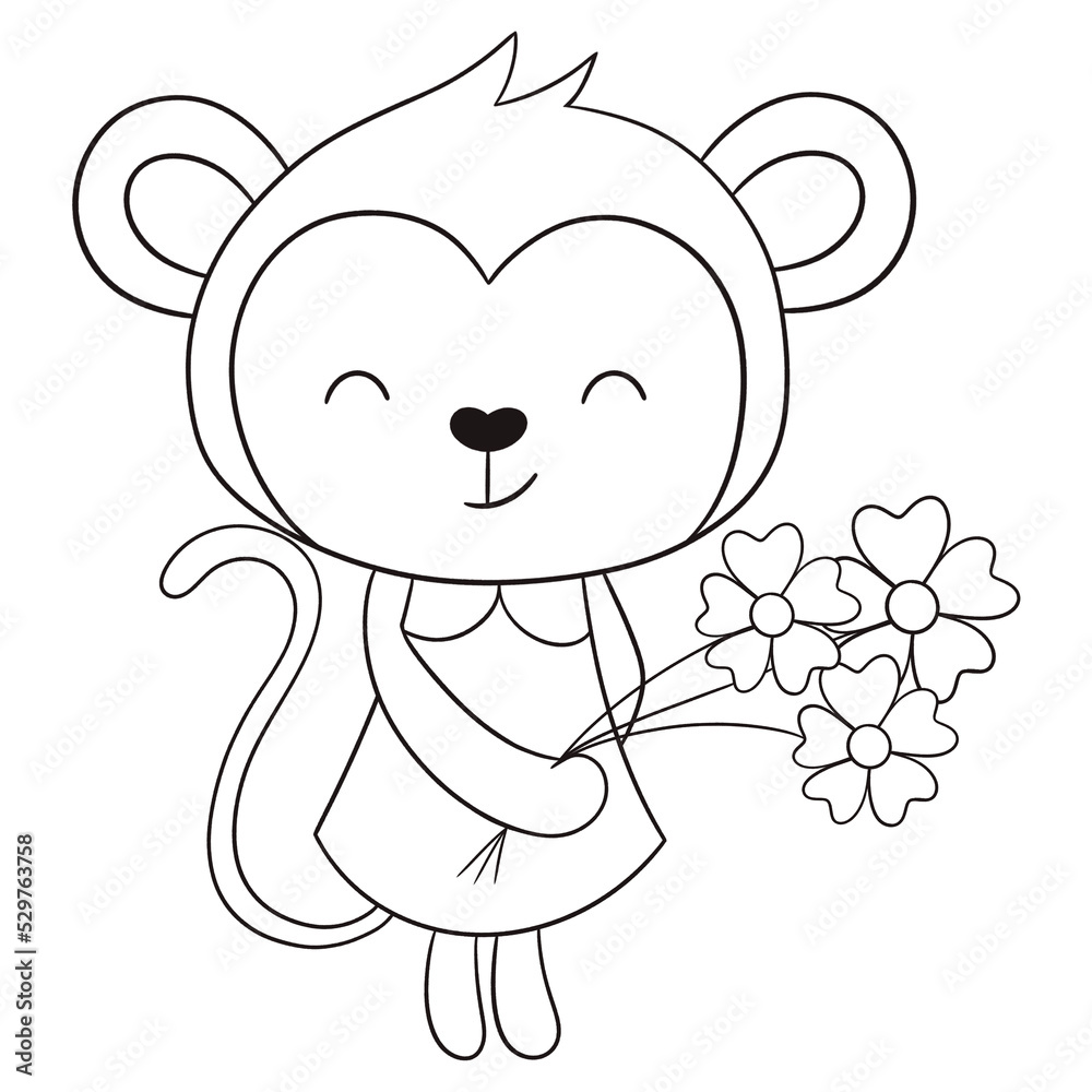 Cartoon Monkey Outline