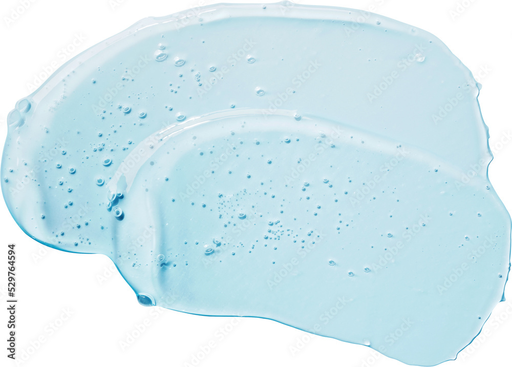 Liquid abstract cosmetic gel smears on blue background. Smear of ...