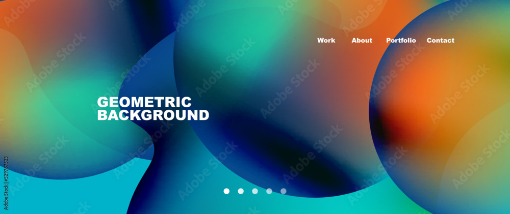 Flowing gradient colors and round elements and circles. Vector ...