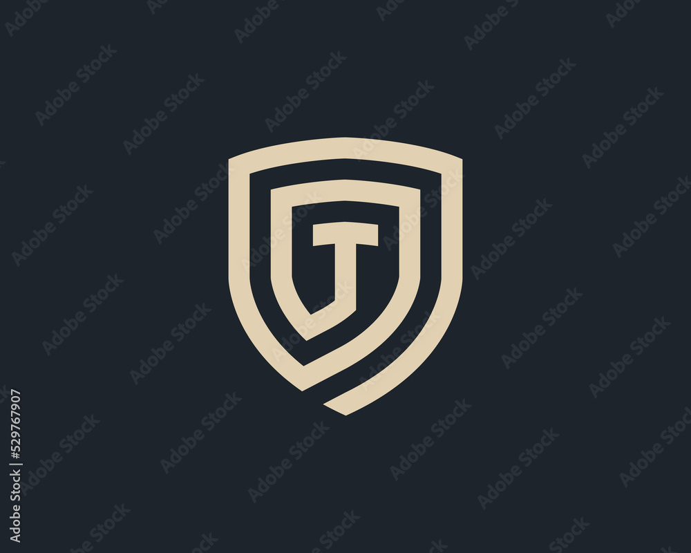 Vetor de Initial Letter T Shield Monogram logo Concept icon sign symbol ...