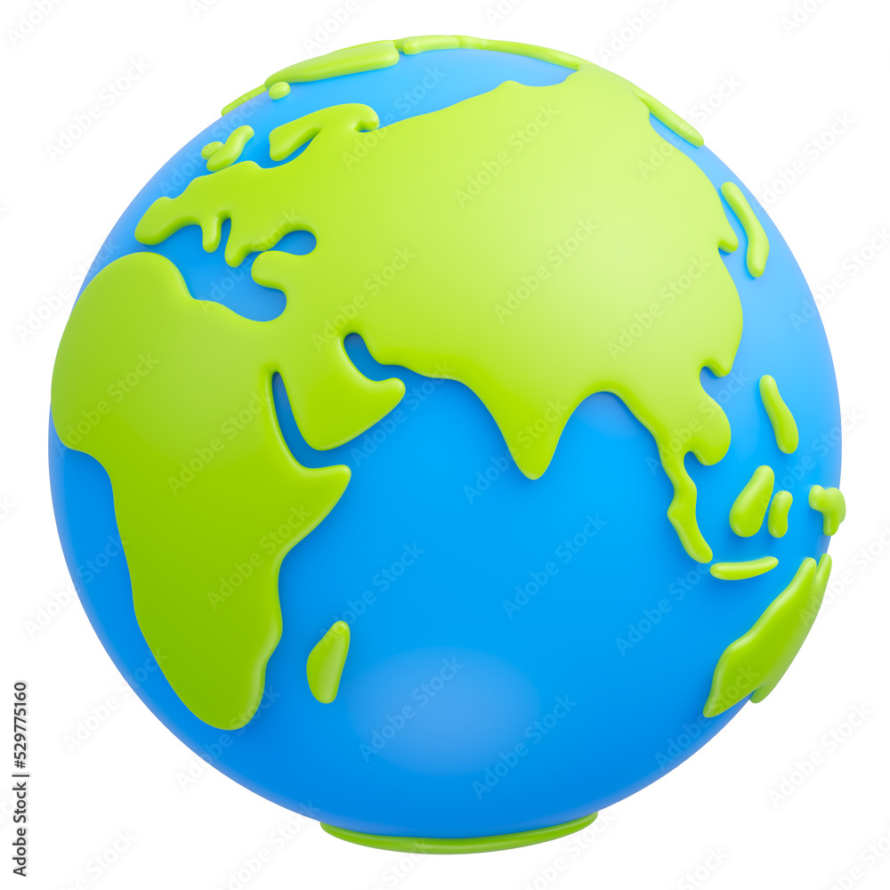 Cartoon planet Earth 3d icon isolated on transparent background. Earth ...