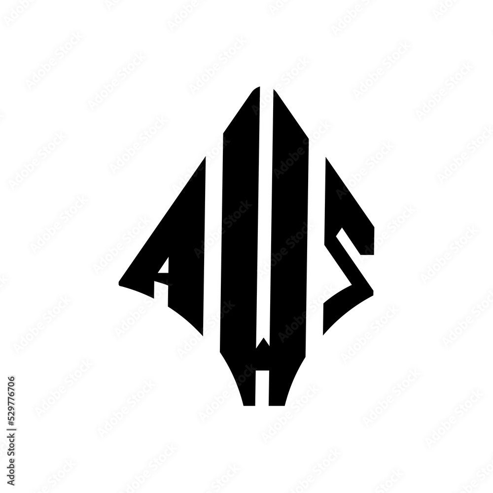 AWS letter logo design. AWS modern letter logo with black background ...