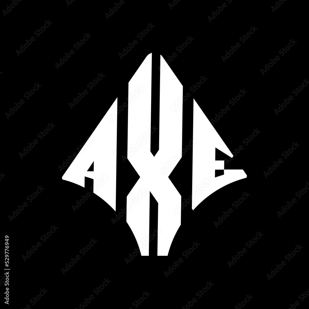 AXE letter logo design. AXE modern letter logo with black background ...