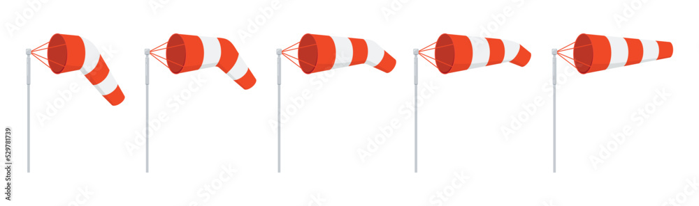 Windsock wind speed and direction chart vector illustration. Orange and ...