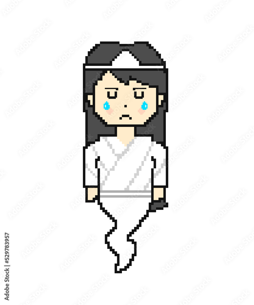 Pixel art crying ghost woman Stock Illustration | Adobe Stock