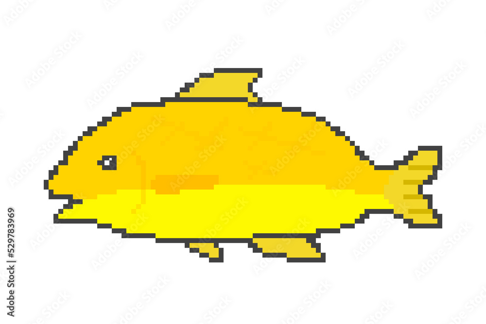 Pixel art illustration golden fish Stock Illustration | Adobe Stock