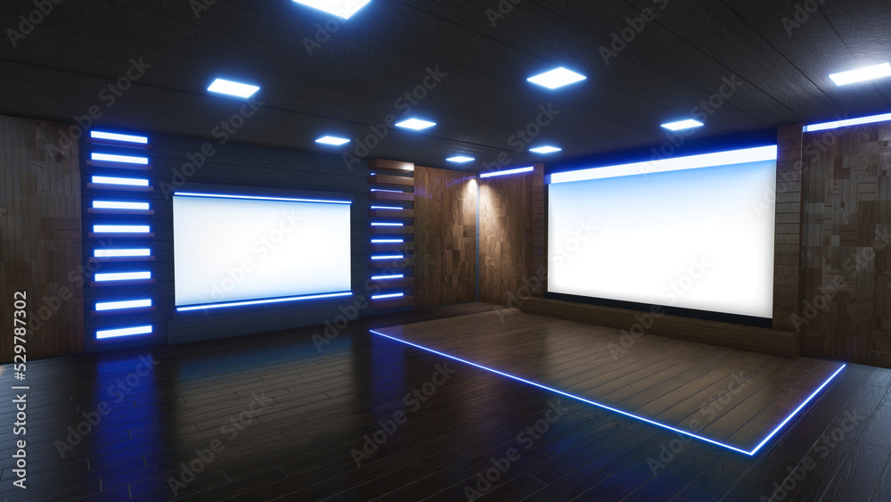 3D Virtual TV Studio News, Backdrop For TV Shows .TV On Wall.3D Virtual ...