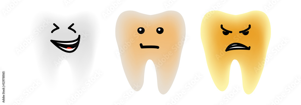 Cartoon teeth cleaning and personal care. Tooth before and after ...