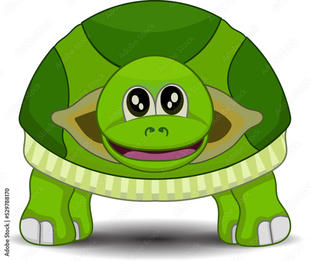 Cartoon funny turtle front view isolated on white background Stock ...