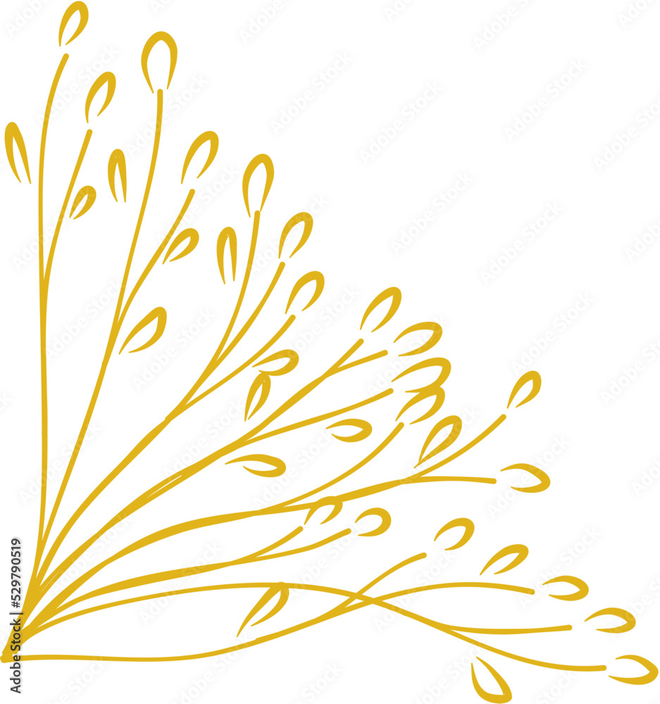 Gold Leafy Plant Corner Border Stock Vector | Adobe Stock