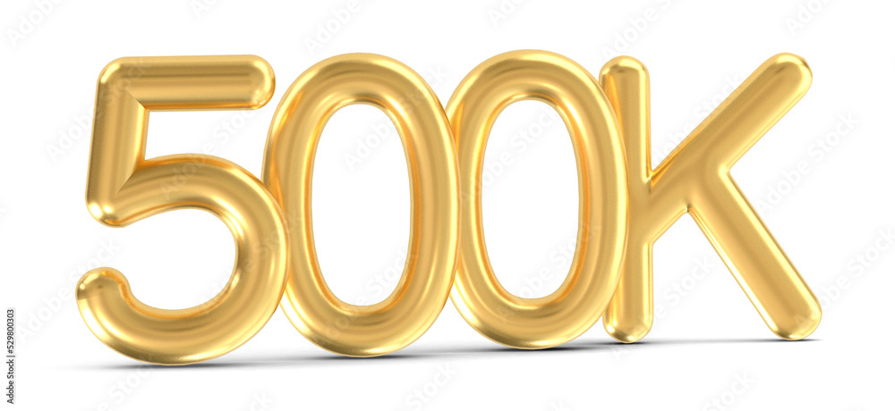 3d golden 500K isolated on transparent background. 3d illustration ...