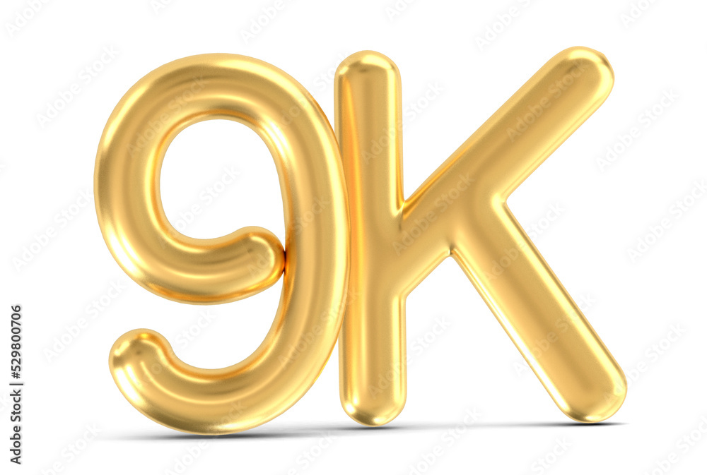 3d golden 9K isolated on transparent background. 3d illustration. Stock ...