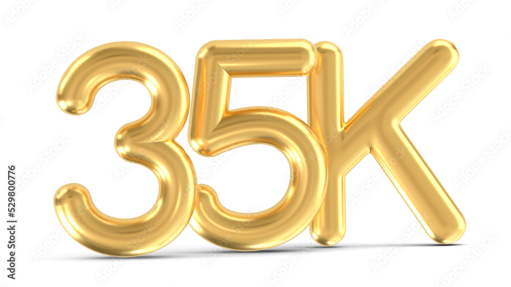 3d golden 35K isolated on transparent background. 3d illustration ...