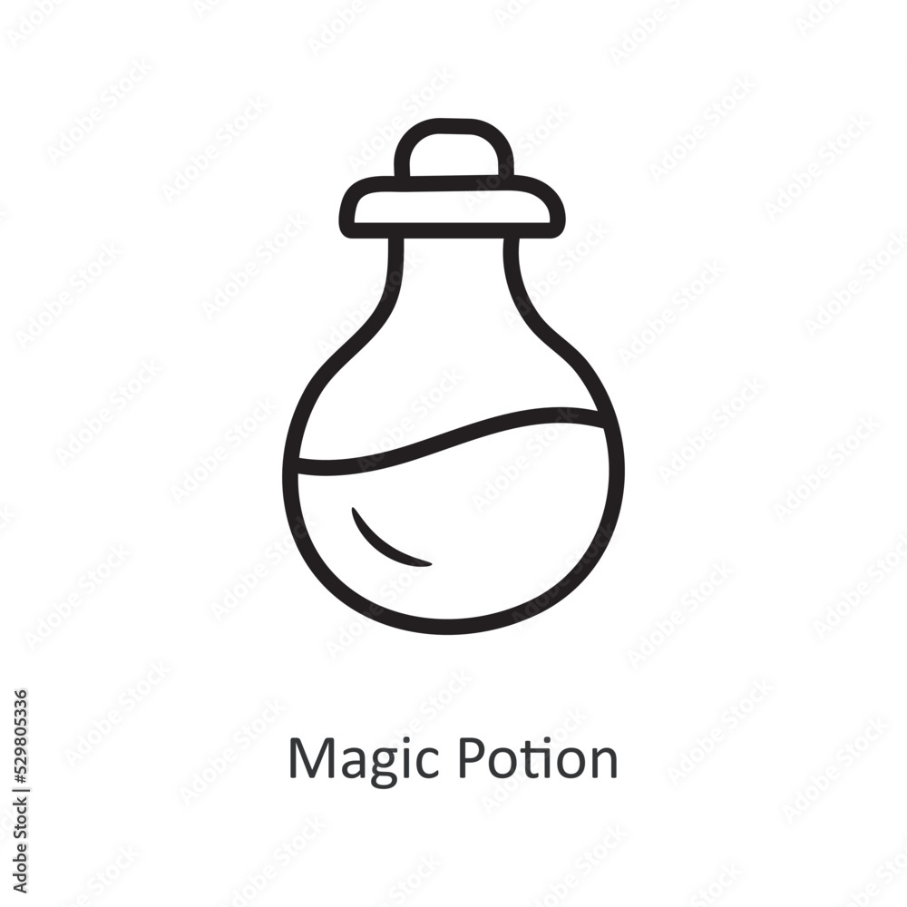Magic Potion vector outline Icon Design illustration. Gaming Symbol on ...