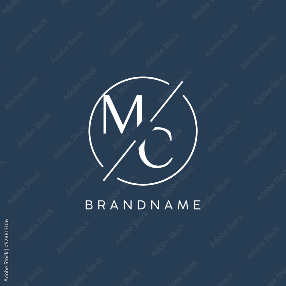 Initial letter MC logo monogram with circle line style Stock Vector ...