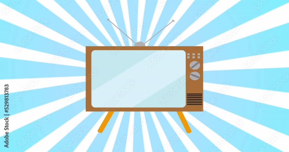Animation motion loop design of an old retro hipster TV on legs with a ...