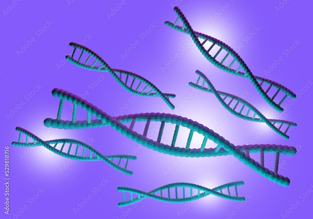 Genetic Engineering. Background with samples of human genome. Purple ...