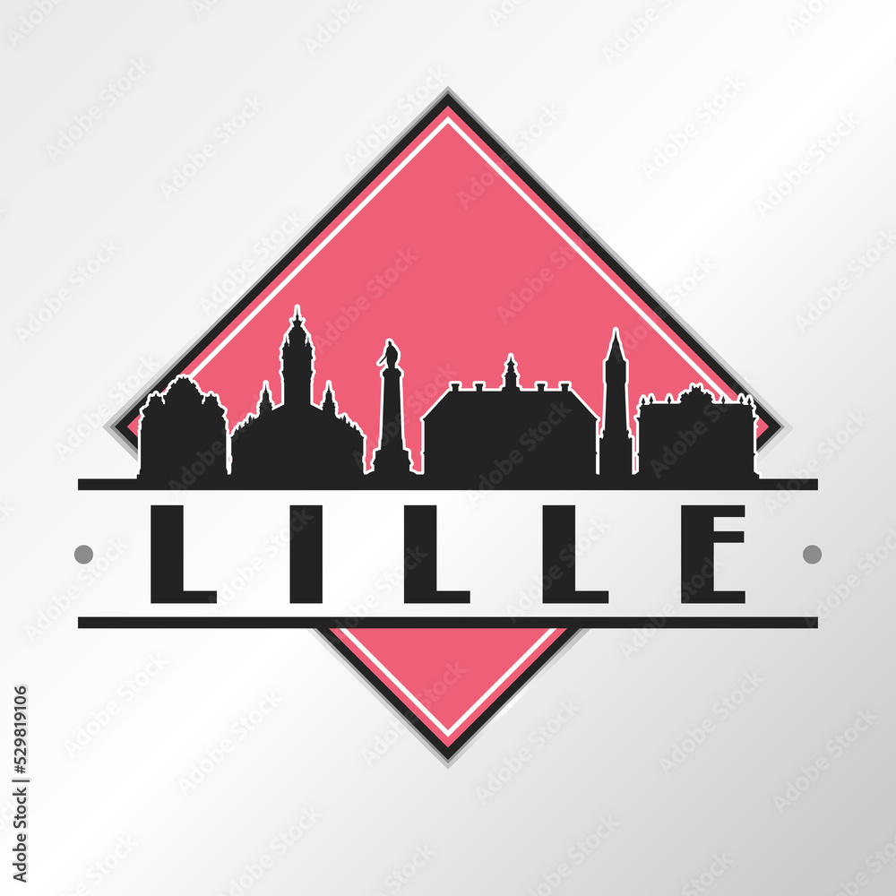 Lille, France Skyline Logo. Adventure Landscape Design Vector City ...